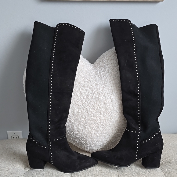 Seven Dials | Shoes | Stylish Black Studded Kneehigh Boots | Poshmark